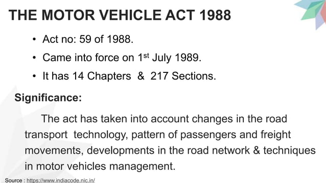 MOTOR VEHICLE ACT 1988.pptx | Motor Insurance | Insurance