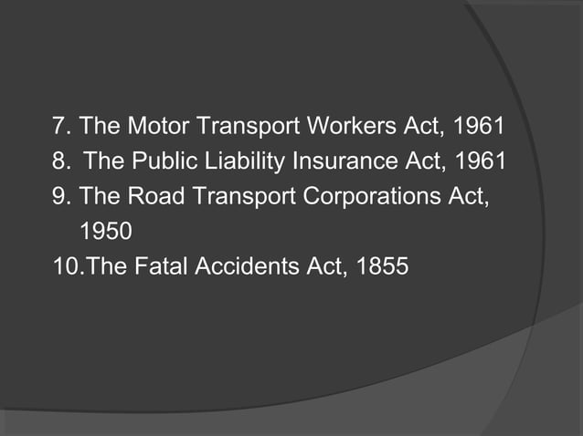 An Introduction to Motor Vehicles Act, 1988 | PPT