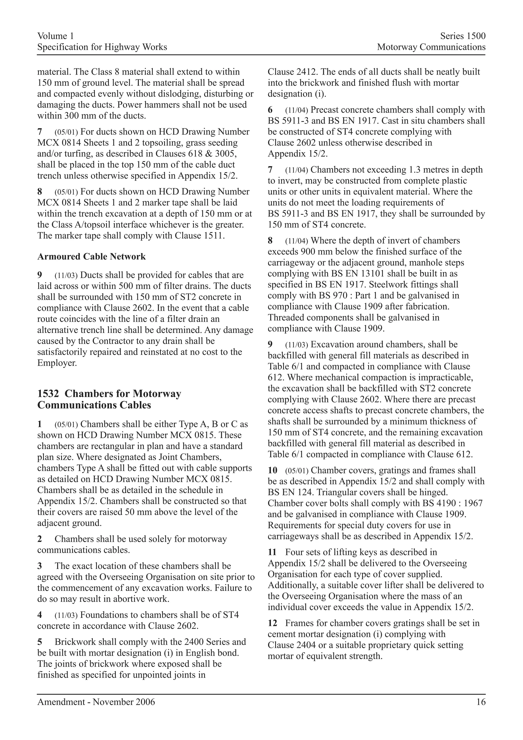 Motorway Communications - Series 1500 - Highway Works Specification | PDF