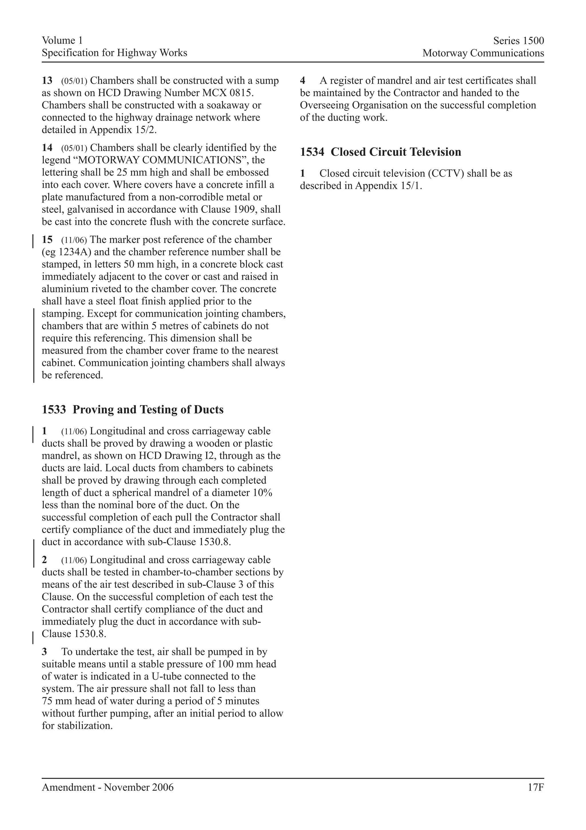 Motorway Communications - Series 1500 - Highway Works Specification | PDF