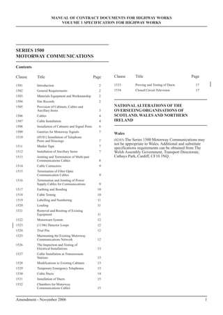 Motorway Communications - Series 1500 - Highway Works Specification | PDF