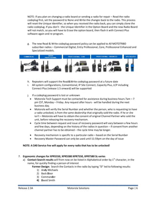 Motorola MotoTRBO Firmware 2.3A Release Notes (June 2014) | PDF
