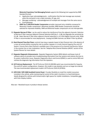 Motorola MotoTRBO Firmware 2.4 Release Notes (November 2014) | PDF
