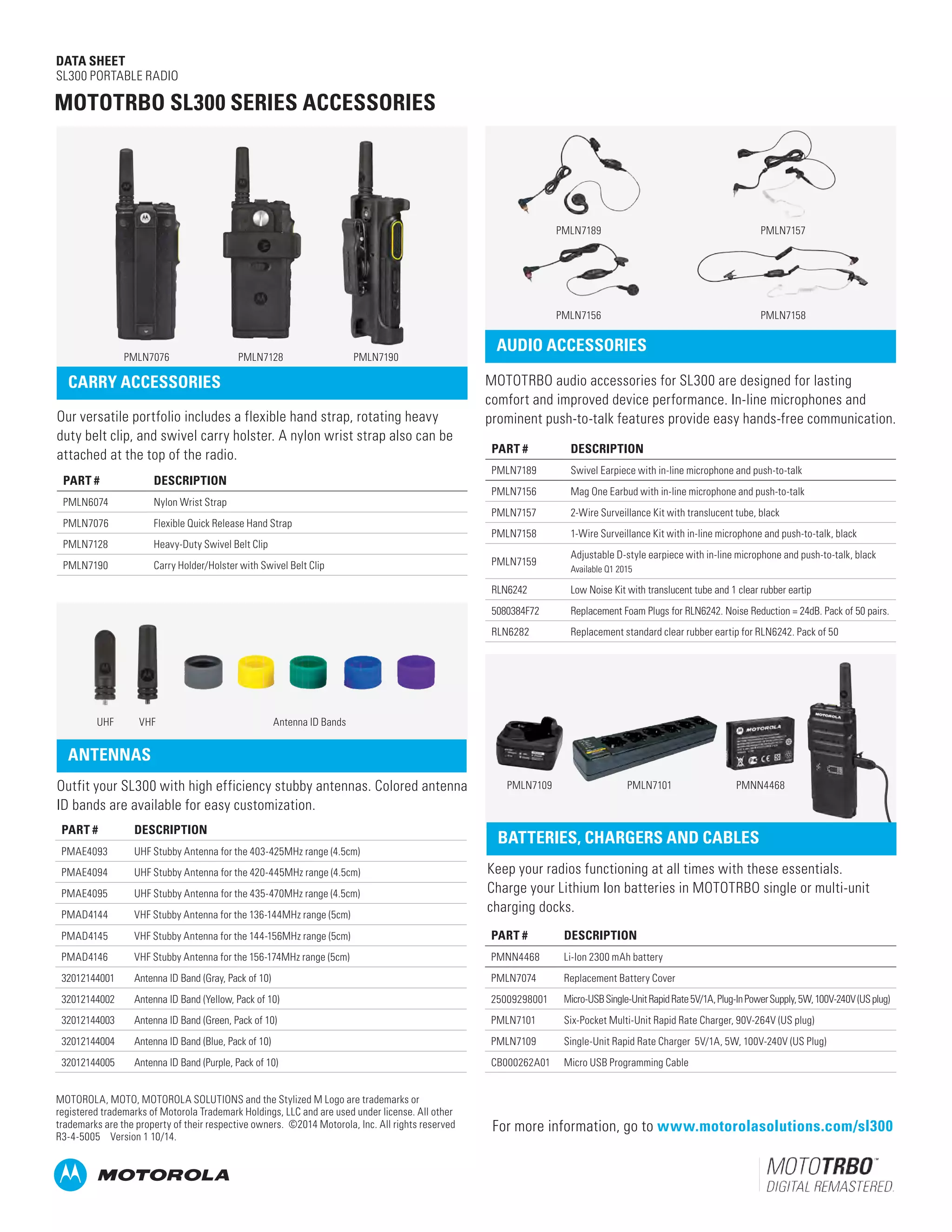 Motorola MotoTRBO SL300 Data Sheet | PDF