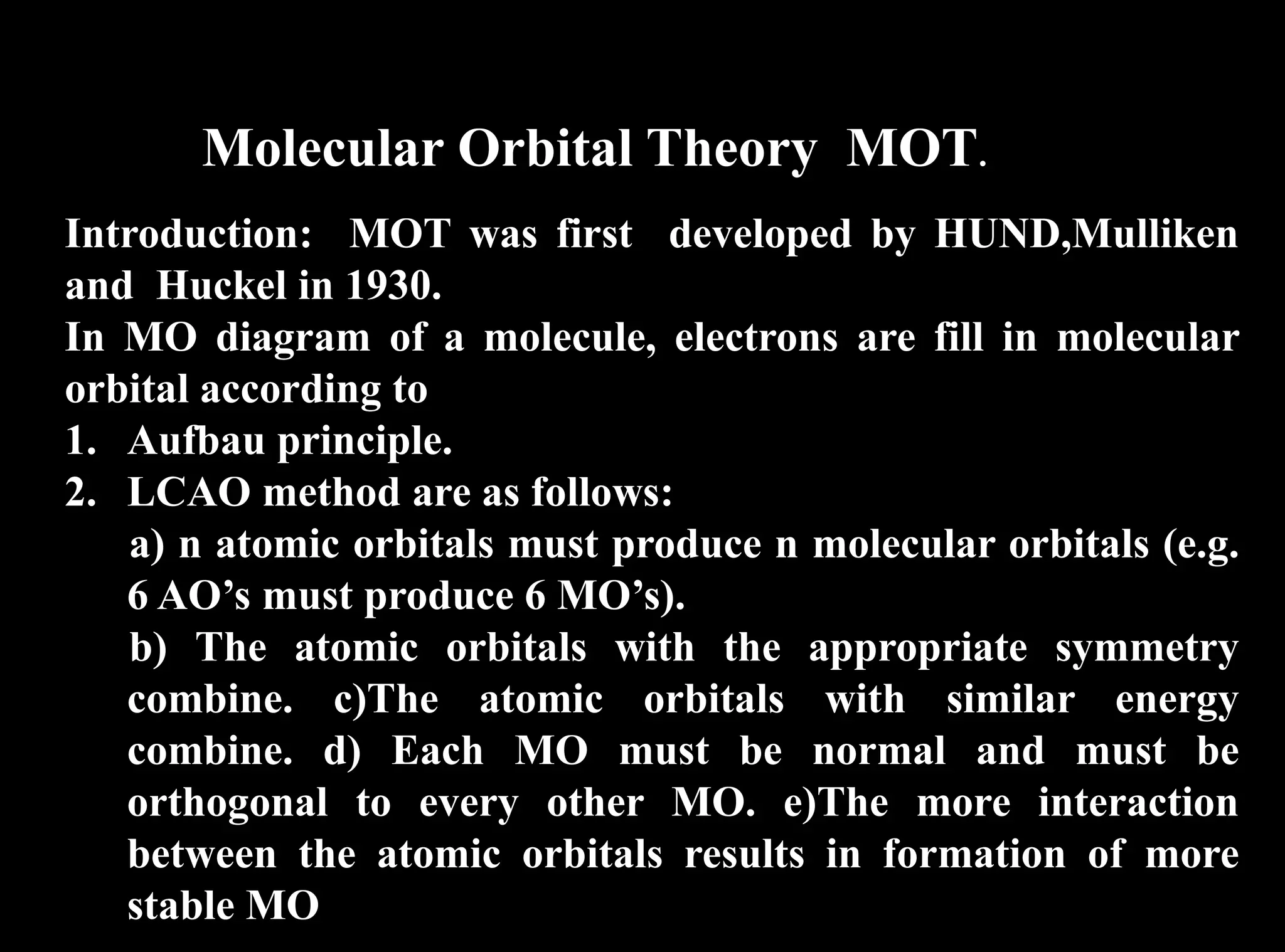 Molecular Orbital Theory (MOT) | PPTX