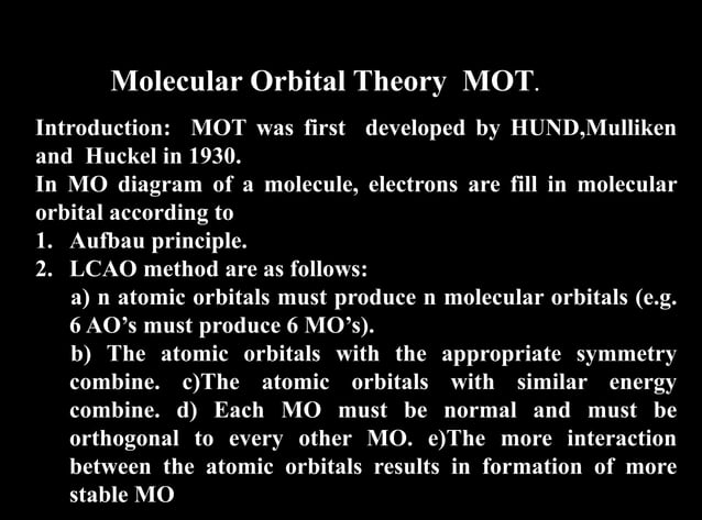 Molecular Orbital Theory (MOT) | PPTX