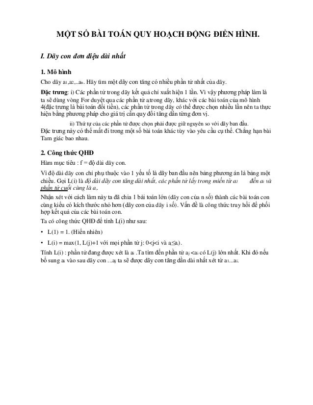 Mot so bai toan quy hoach dong