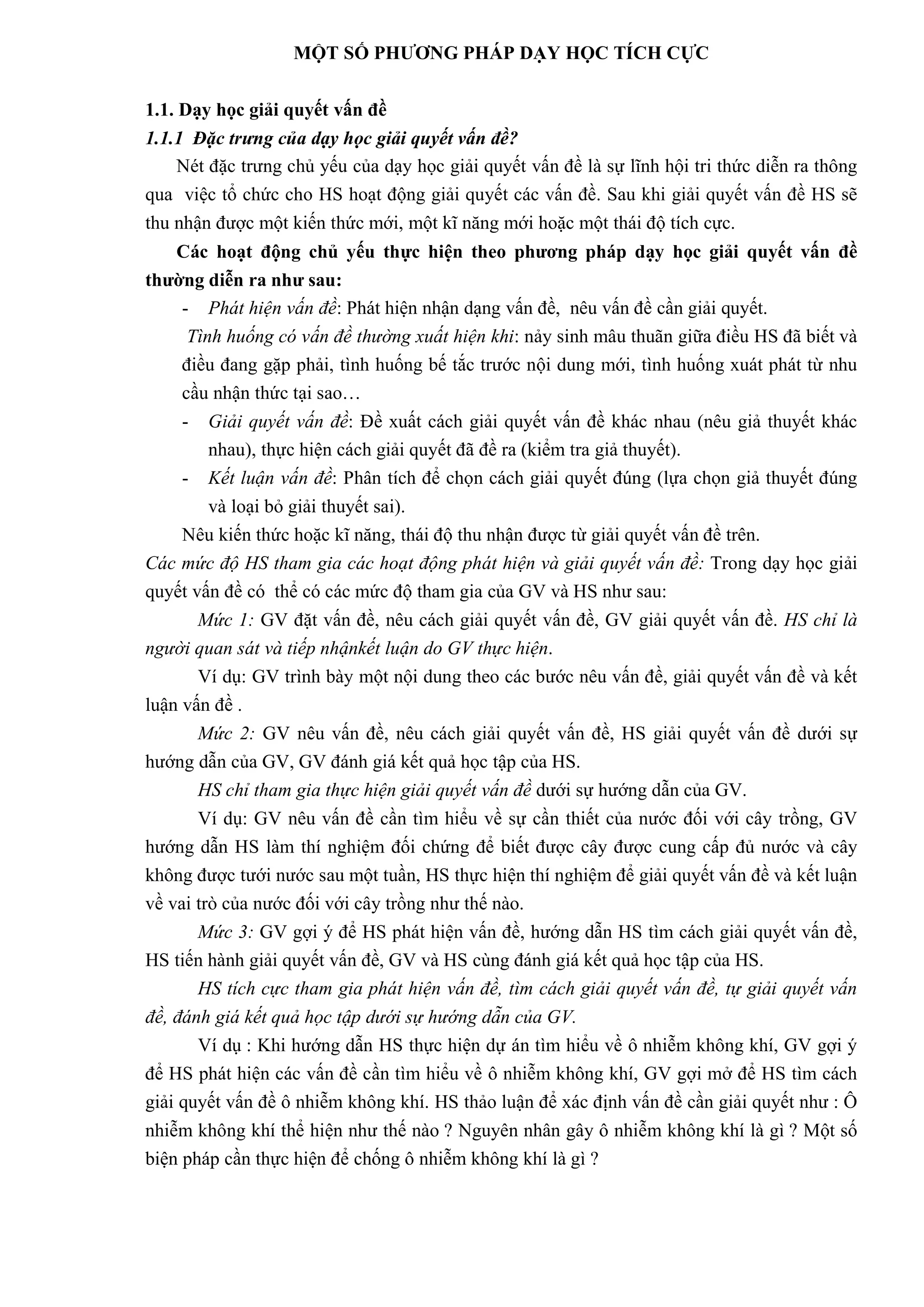 Mot so phuong phap day hoc tich cuc | PDF