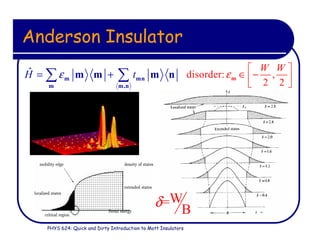 Quick and Dirty Introduction to Mott Insulators | PPT