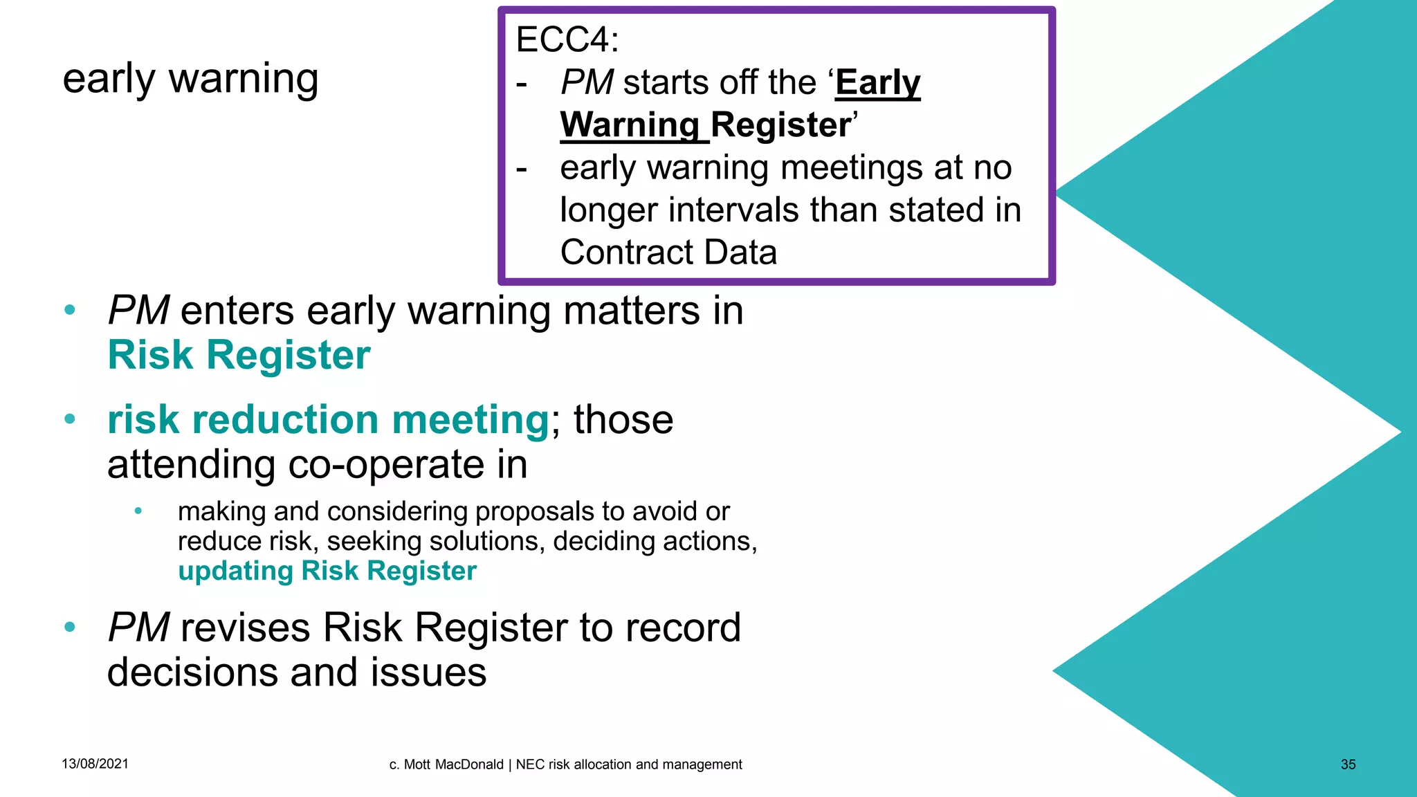 NEC Contracts - The Risk Register/Early Warning Register and risk ...