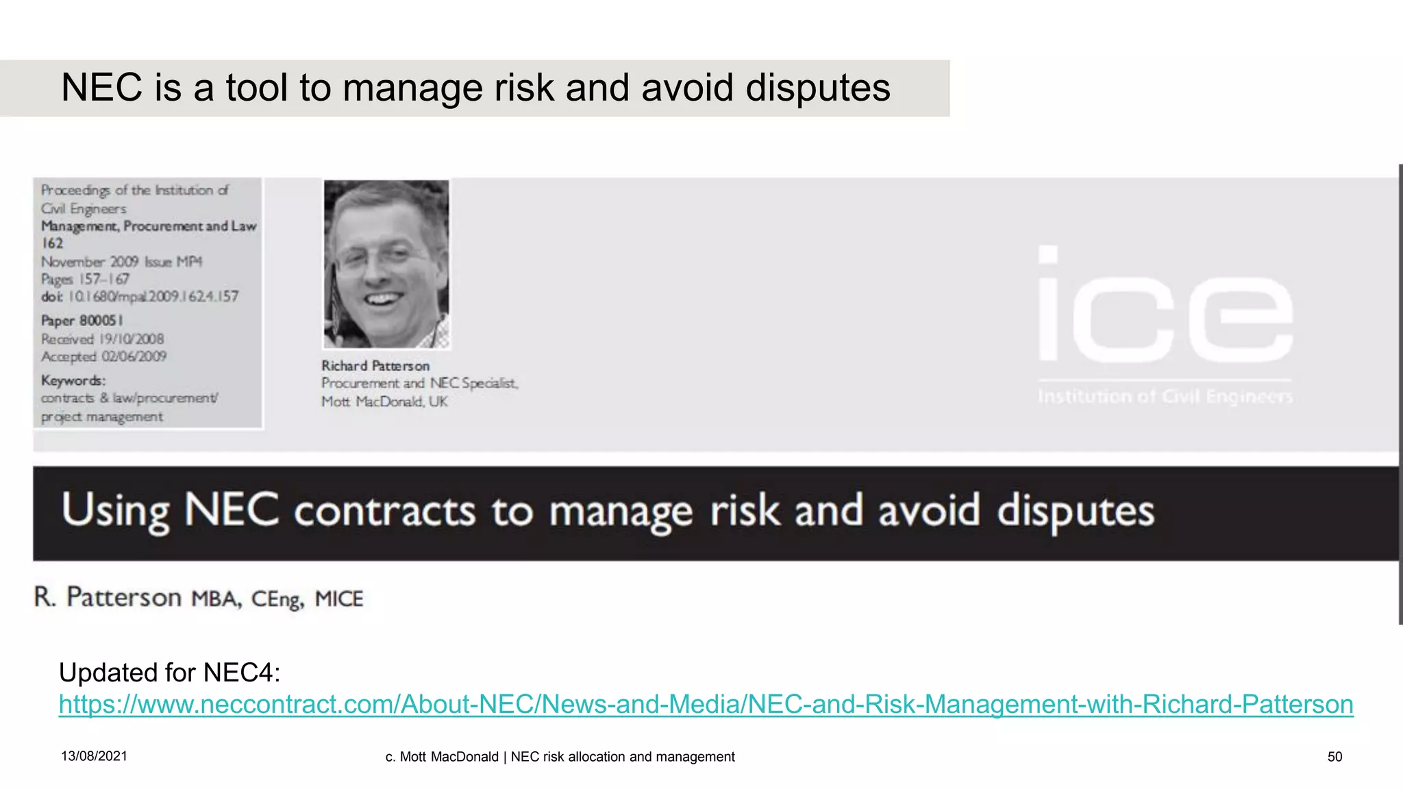 NEC Contracts - The Risk Register/Early Warning Register and risk ...