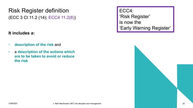 NEC Contracts - The Risk Register/Early Warning Register and risk ...