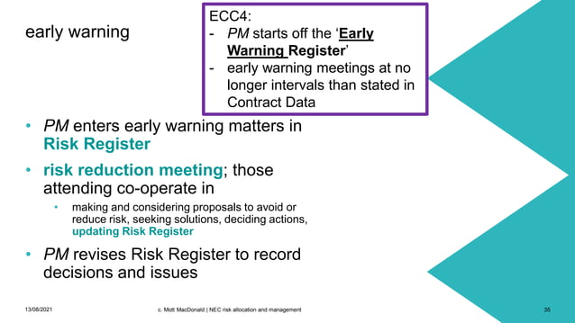 NEC Contracts - The Risk Register/Early Warning Register and risk ...