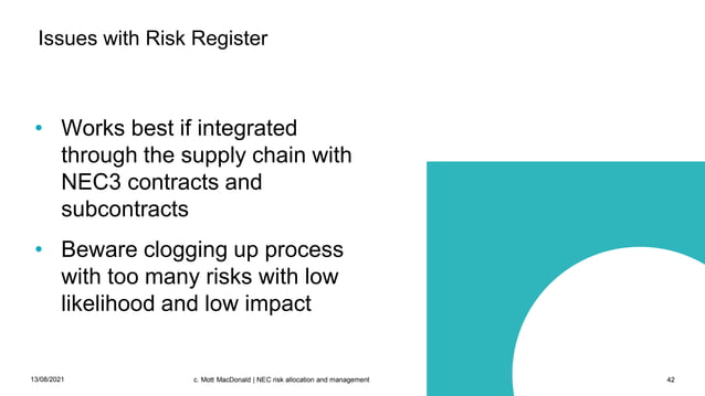 NEC Contracts - The Risk Register/Early Warning Register and risk ...