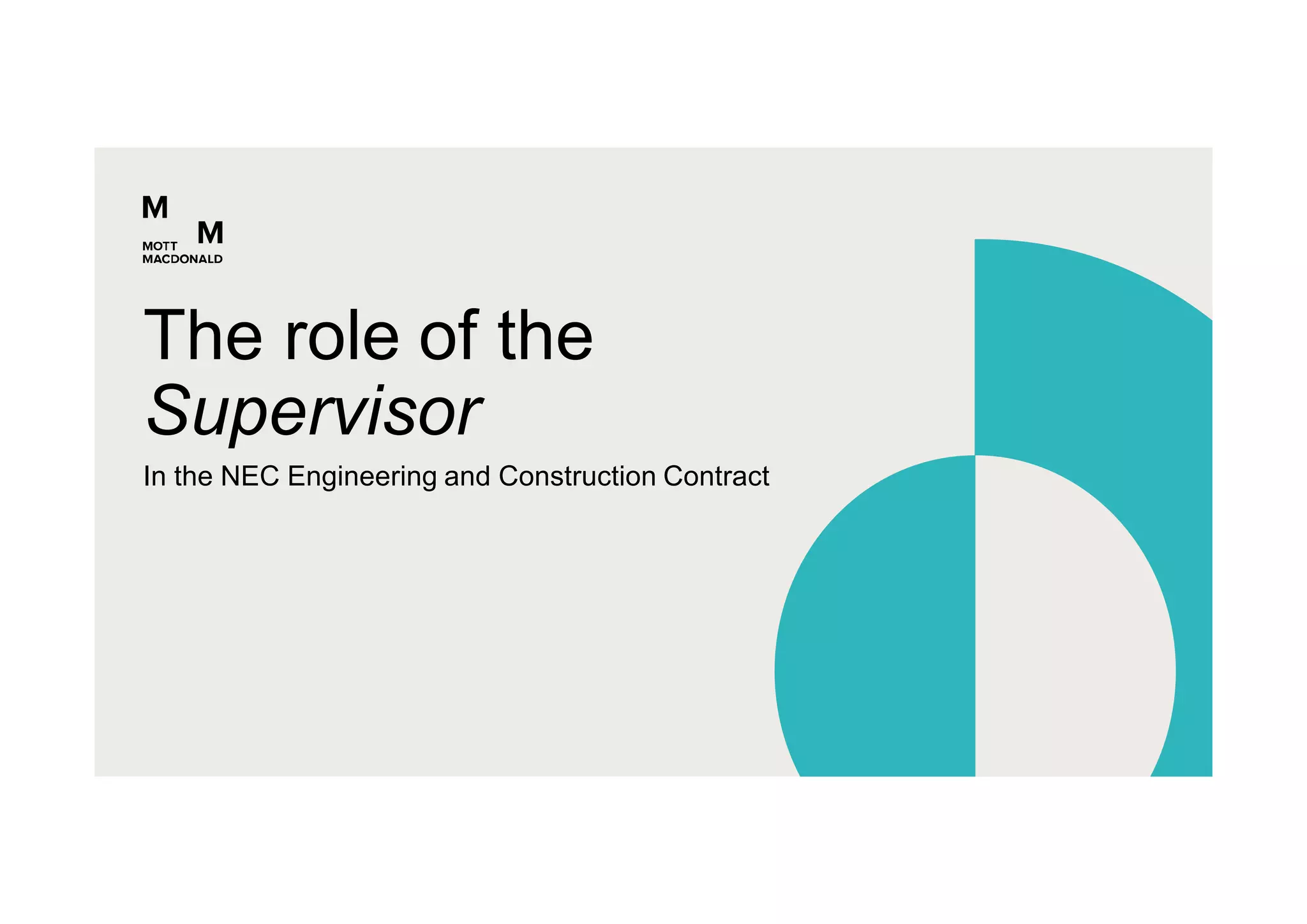 NEC Engineering and Construction Contract (ECC) -The Supervisor's roles ...