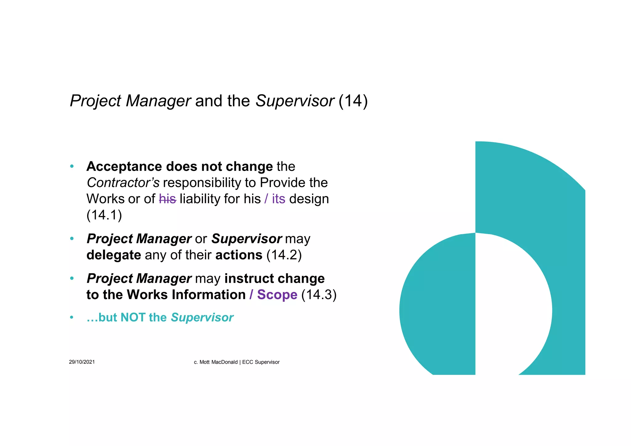 NEC Engineering and Construction Contract (ECC) -The Supervisor's roles ...