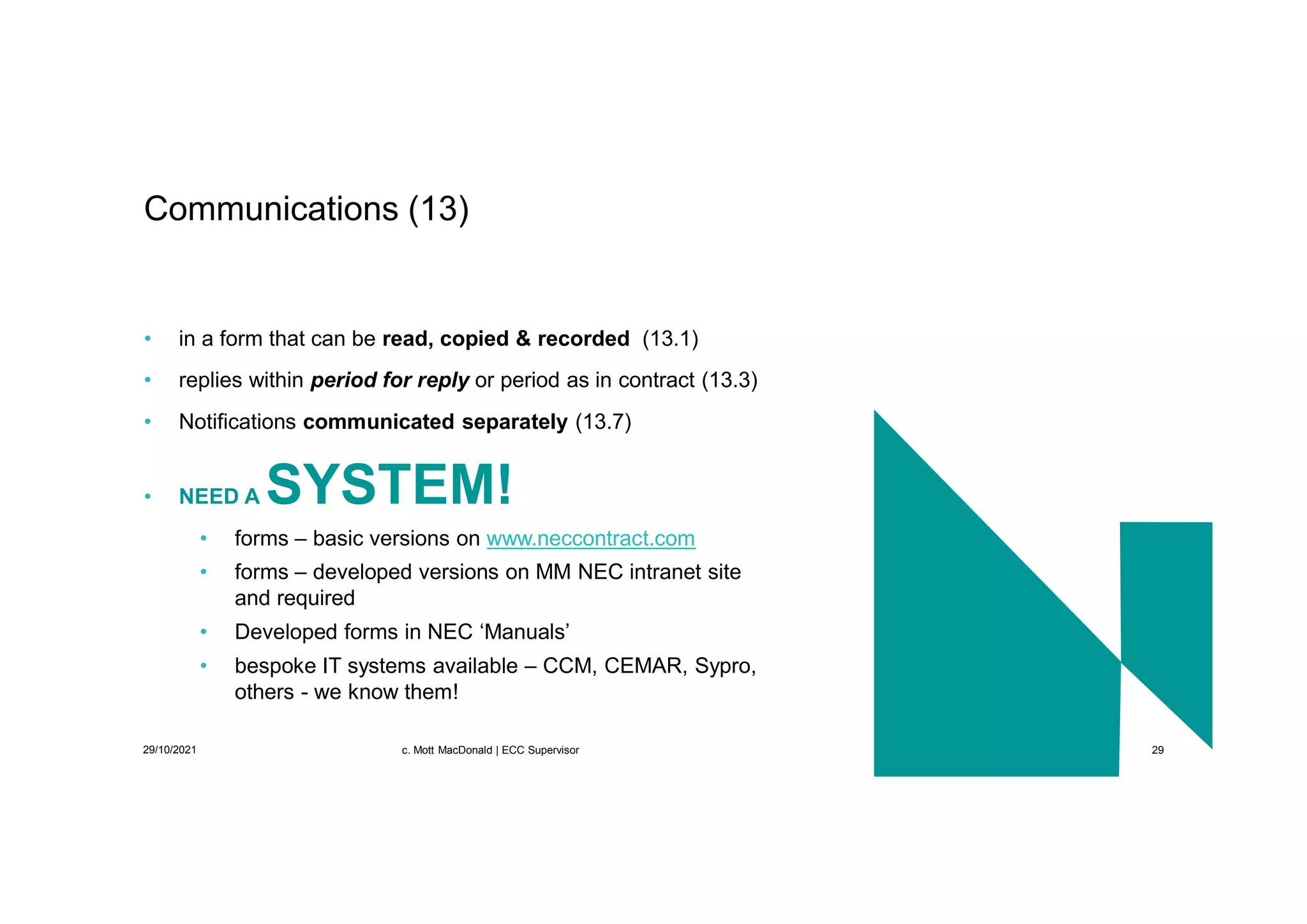NEC Engineering and Construction Contract (ECC) -The Supervisor's roles ...