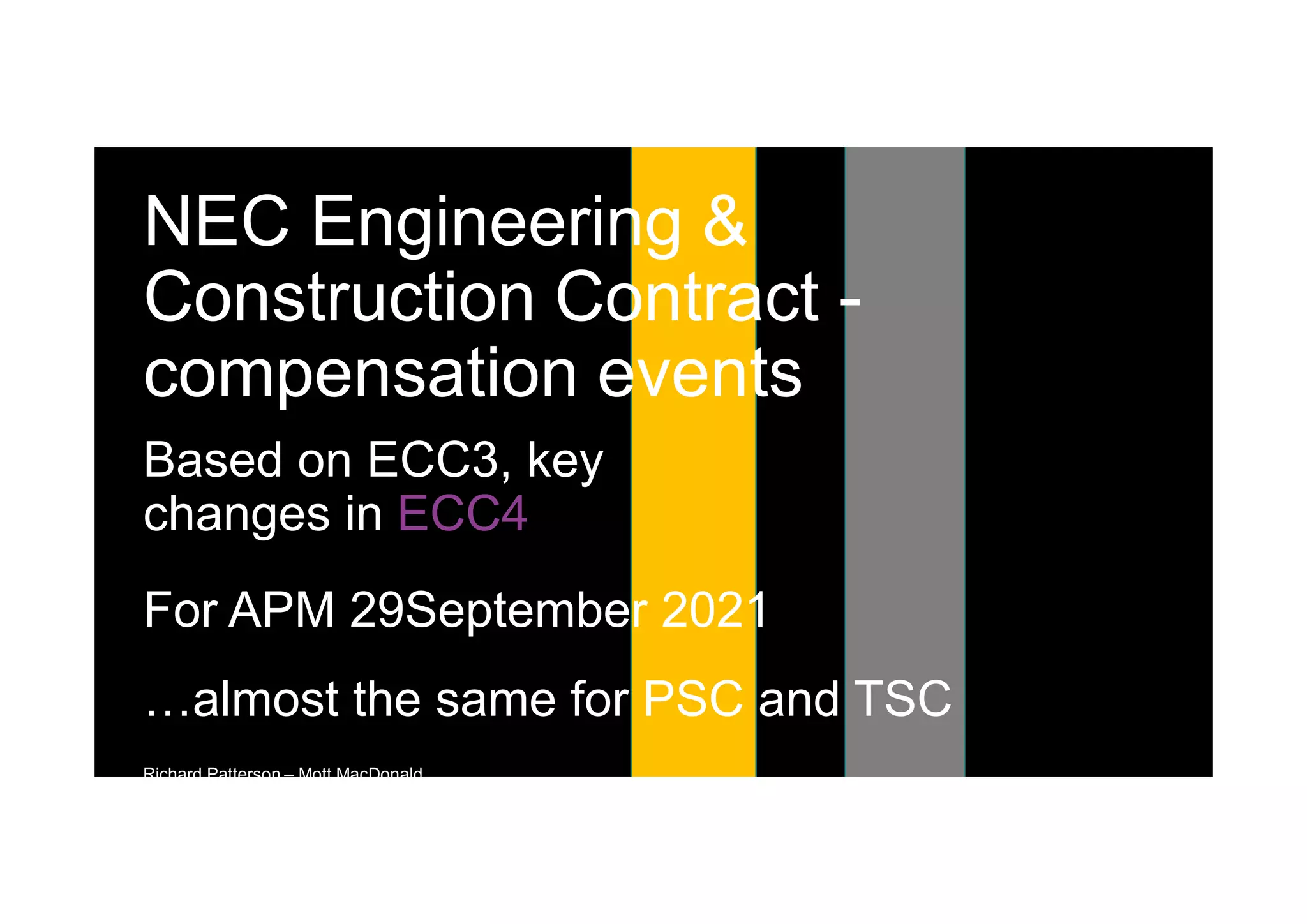 NEC Engineering and Construction Contract (ECC) - compensation events ...