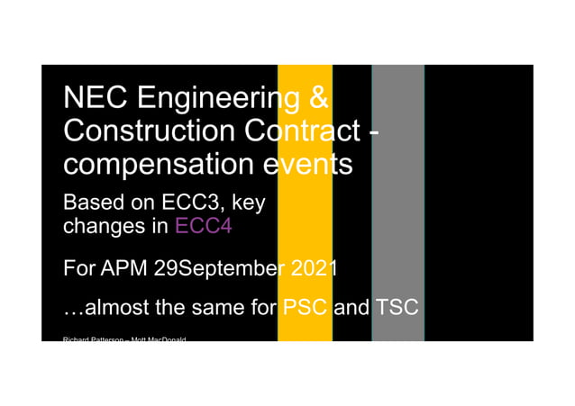 NEC Engineering and Construction Contract (ECC) - compensation events webinar | PDF | Civil ...