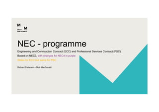 NEC Contracts - Programmes under ECC and PSC webinar | PDF
