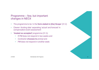 NEC Contracts - Programmes under ECC and PSC webinar | PDF