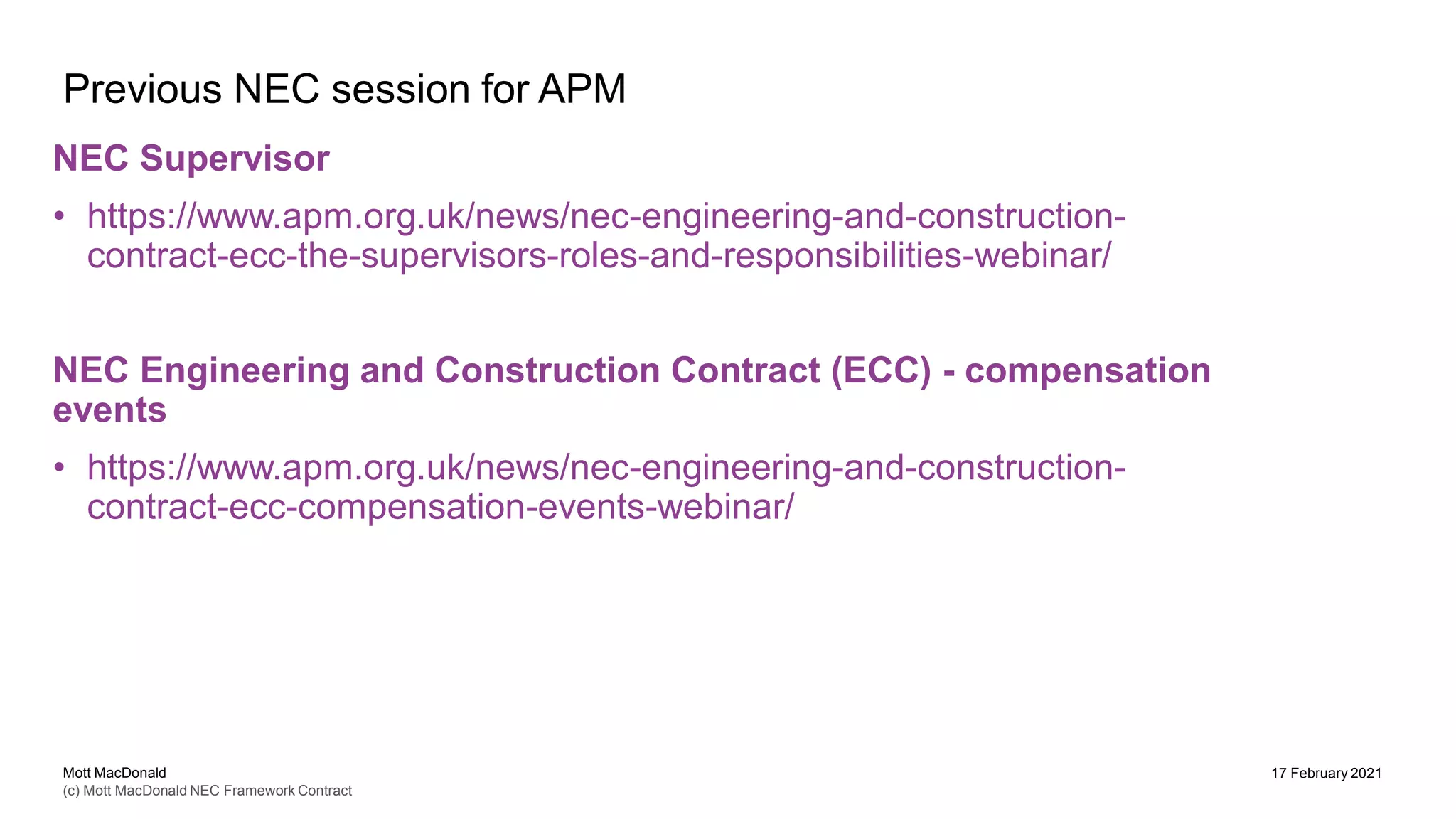 NEC Framework Contract webinar | PDF
