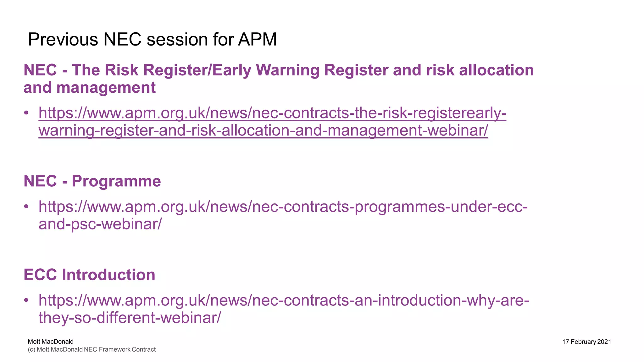 NEC Framework Contract webinar | PDF