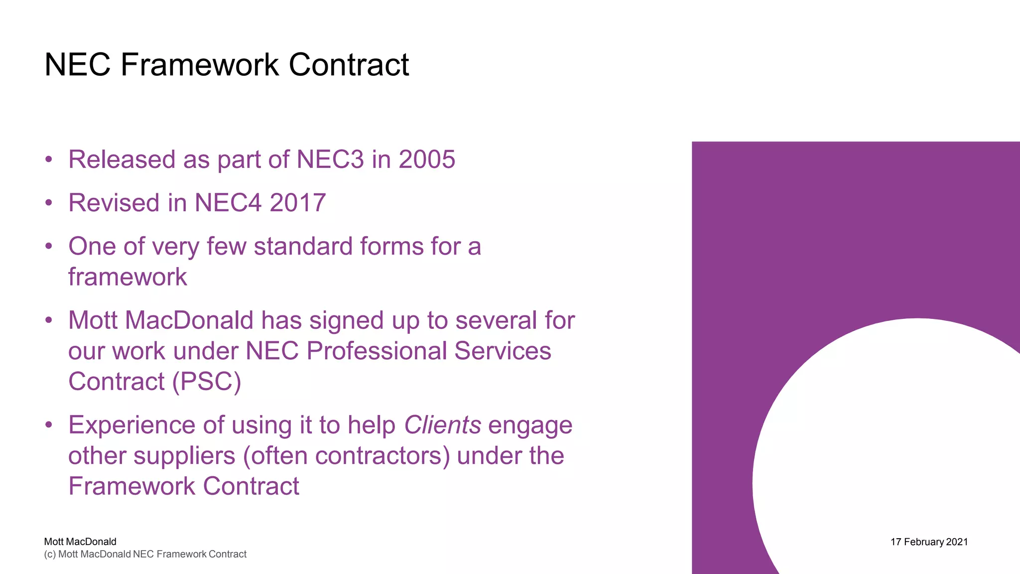 NEC Framework Contract webinar | PDF