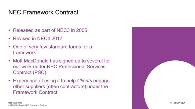 NEC Framework Contract webinar | PDF | Business | Business and Finance