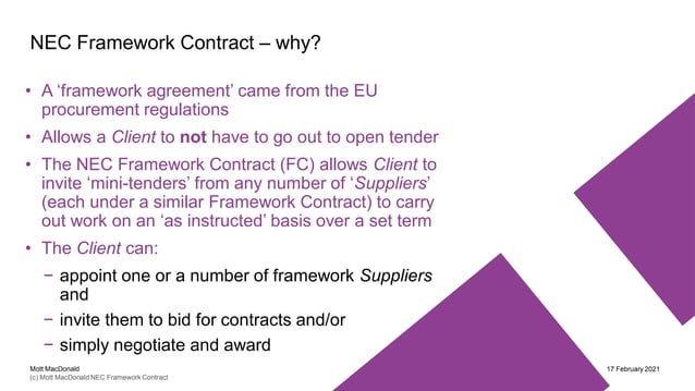 NEC Framework Contract webinar | PDF | Business | Business and Finance