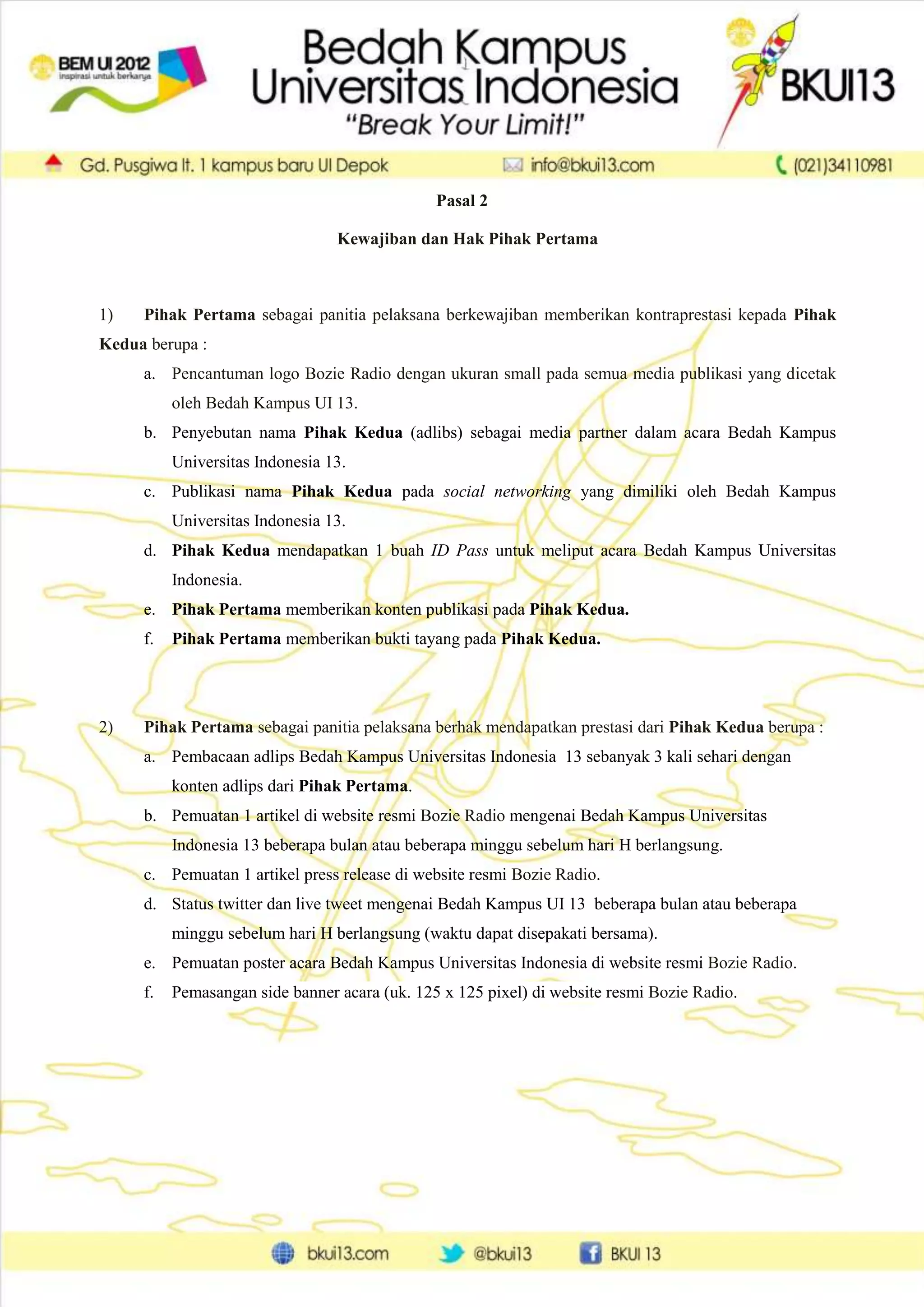 MoU MEDIA PARTNER BEDAH KAMPUS UI | PDF