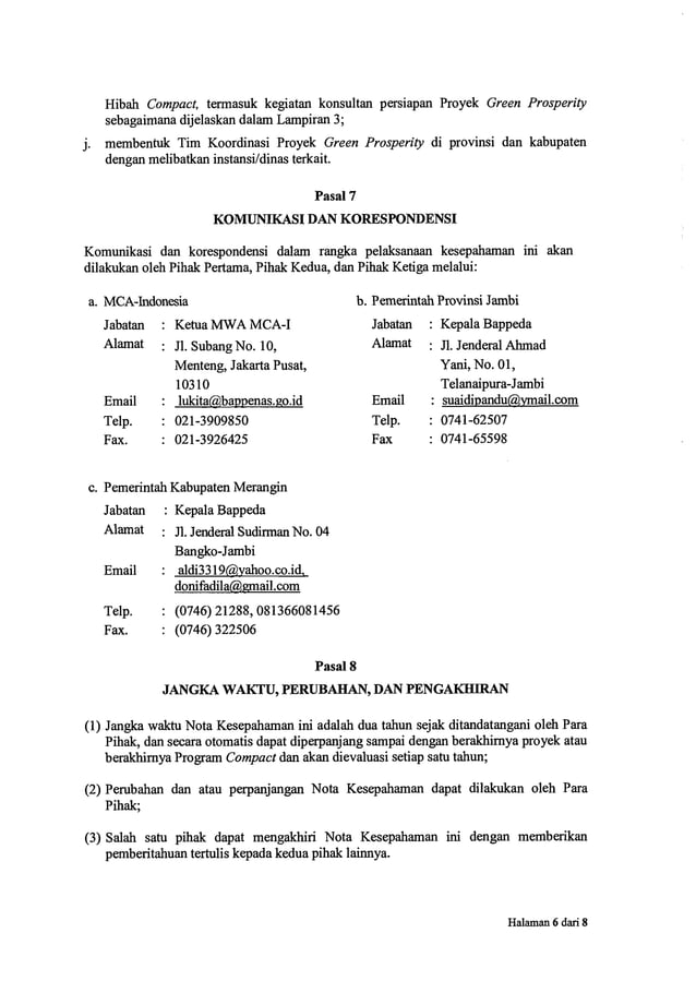 Contoh MoU Penetapan dan Penegasan Batas Desa Kab. Merangin-Provinsi ...