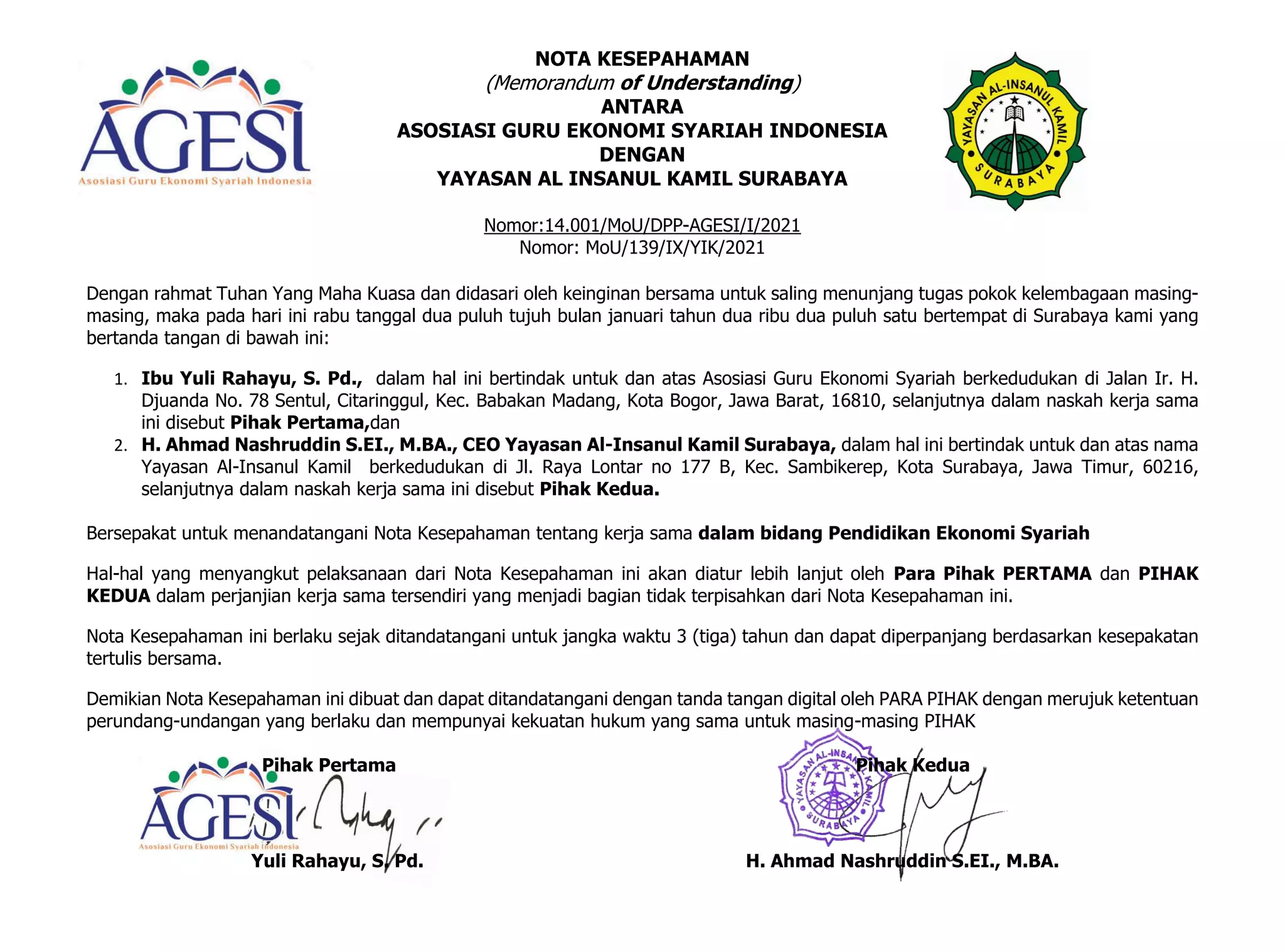 MOU AGESI X SHAFTA | PDF