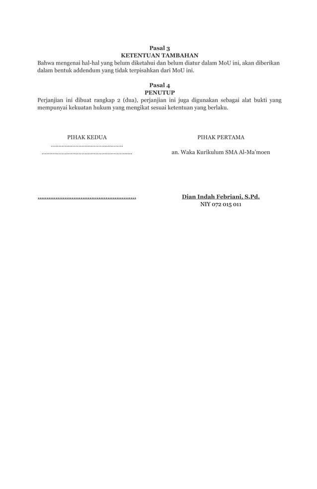 Mou Amaliyatul 'Ilmi (PKL) | PDF