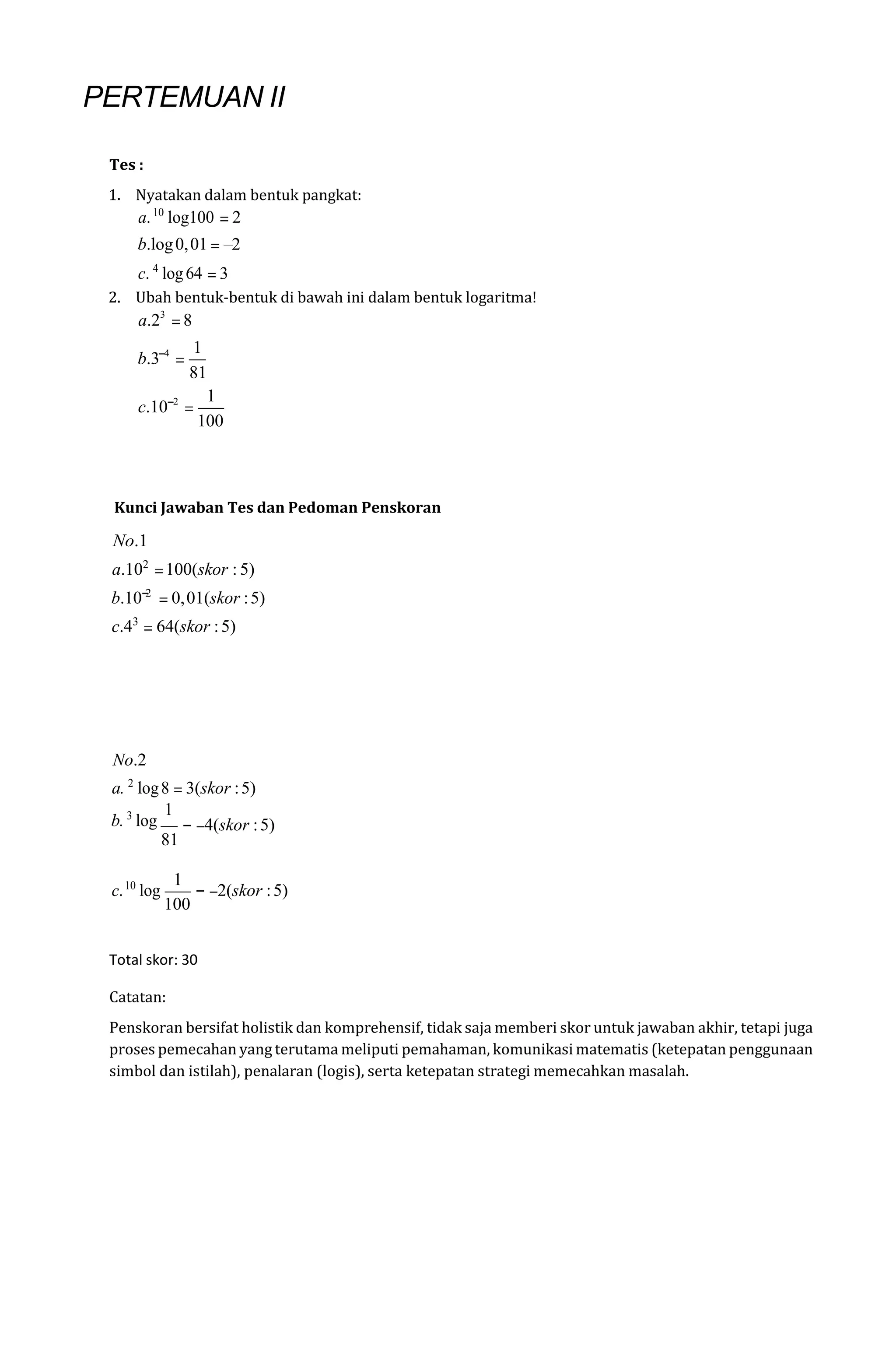 Modul ajar logaritma matematika kelas X SMK | DOCX