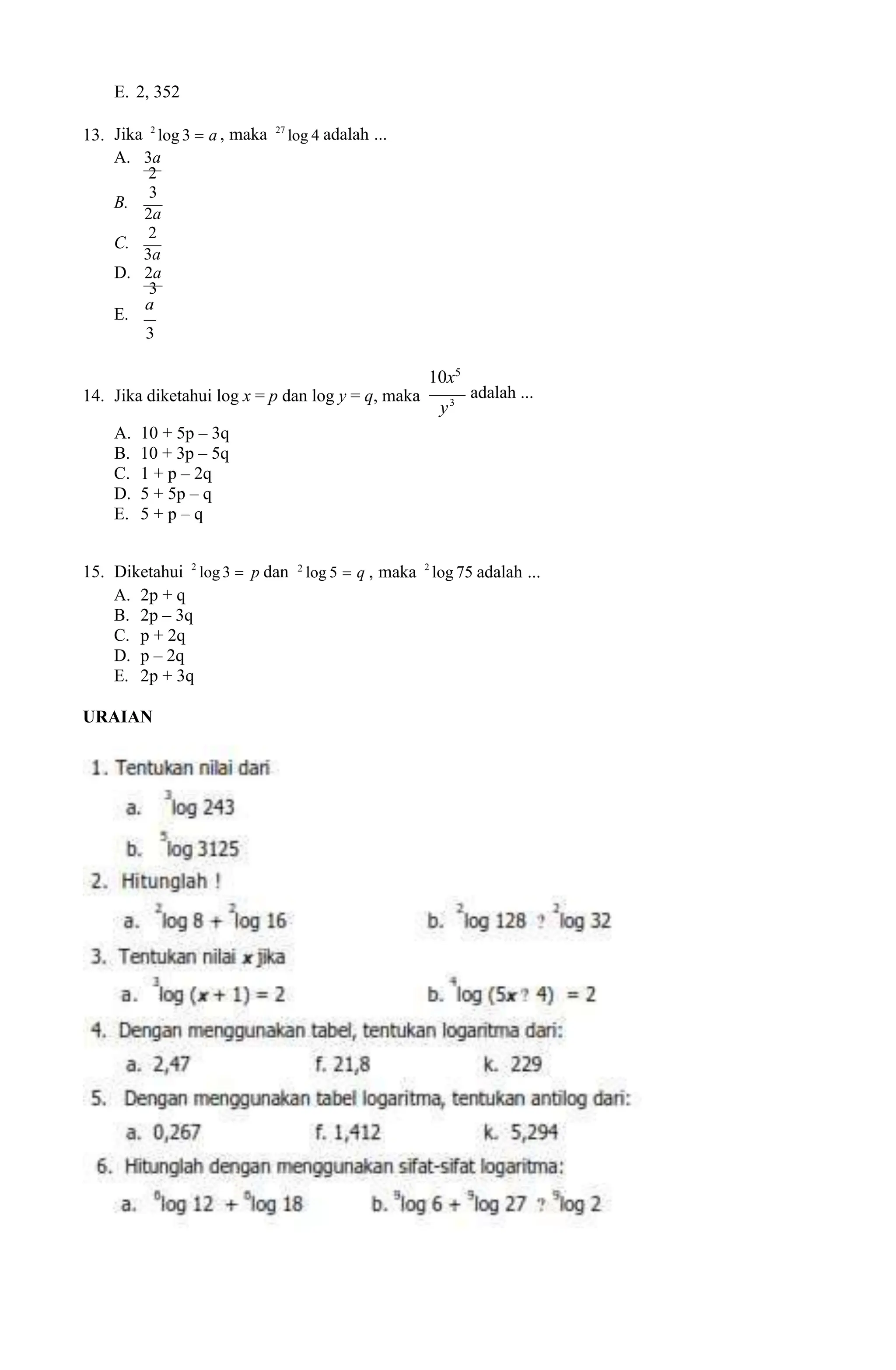 Modul ajar logaritma matematika kelas X SMK | DOCX