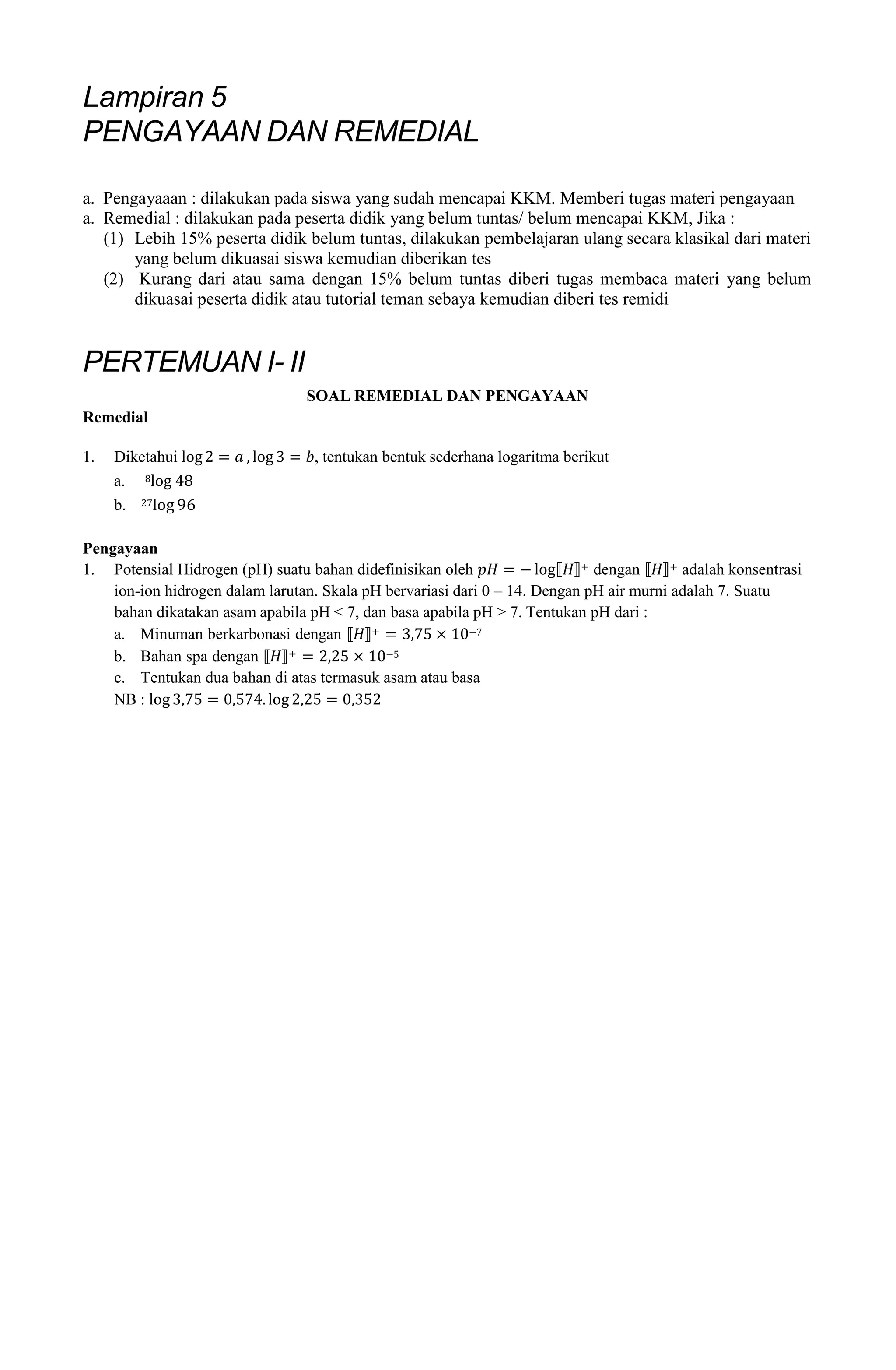 Modul ajar logaritma matematika kelas X SMK | DOCX
