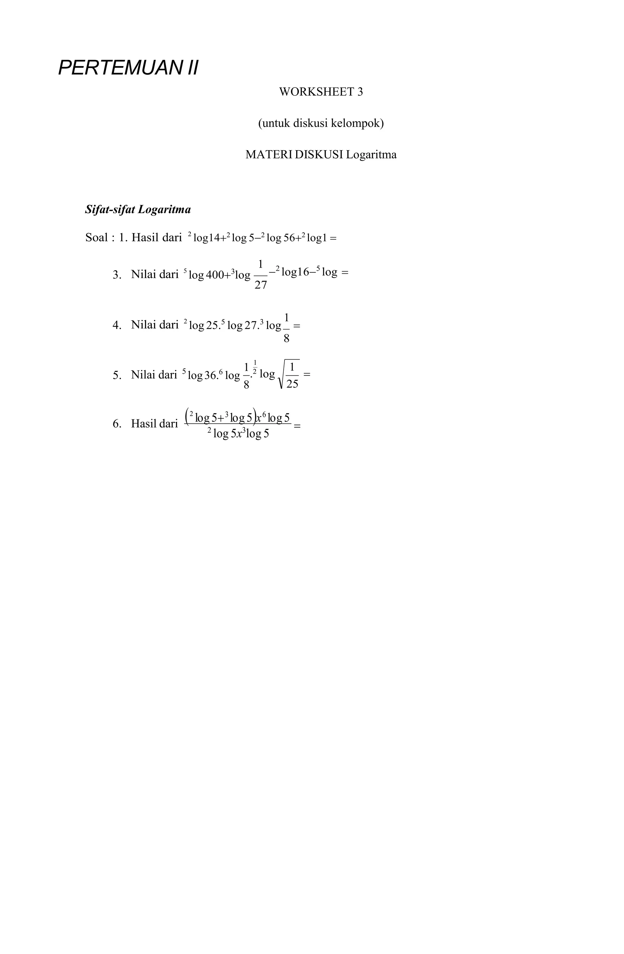 Modul ajar logaritma matematika kelas X SMK | DOCX