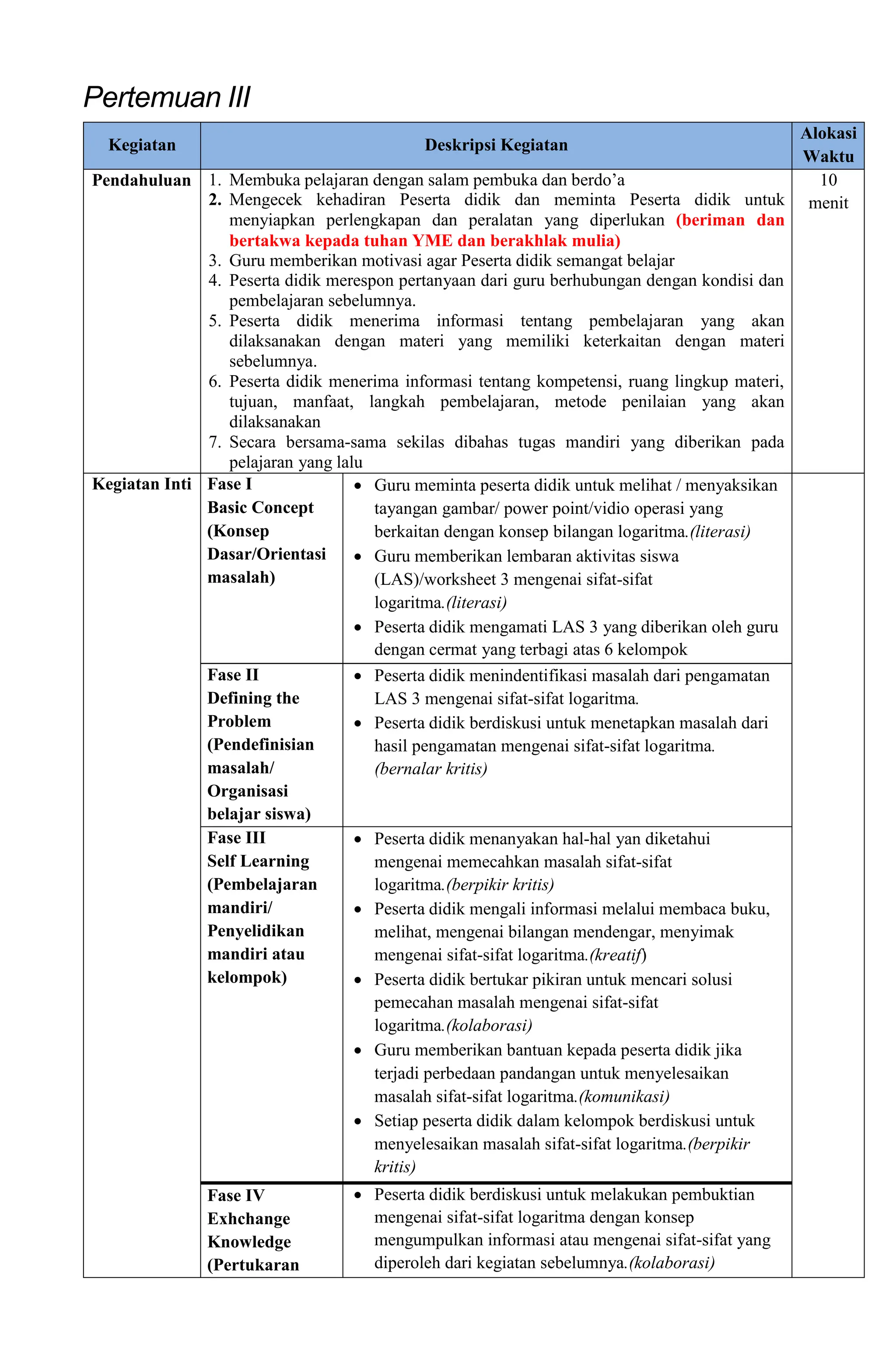 Modul ajar logaritma matematika kelas X SMK | DOCX