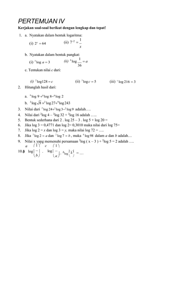 Modul ajar logaritma matematika kelas X SMK | DOCX