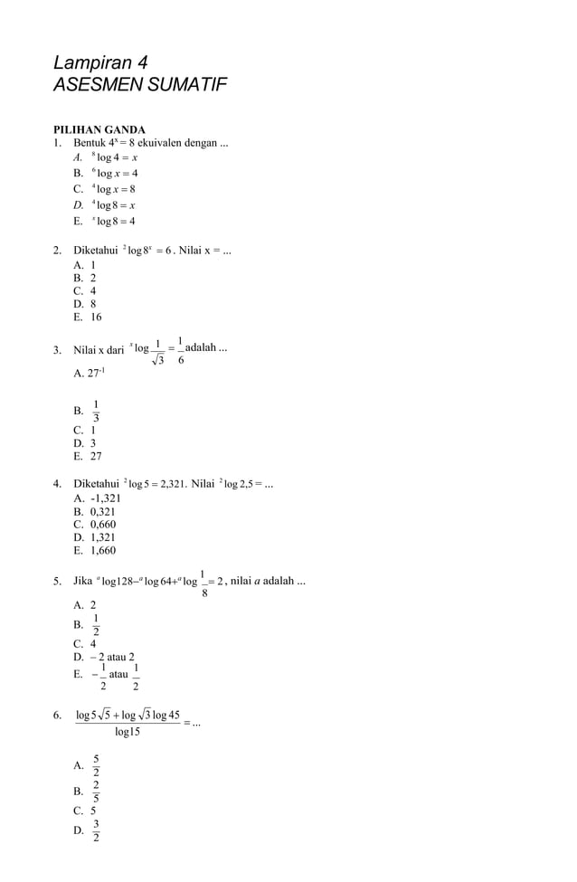 Modul ajar logaritma matematika kelas X SMK | DOCX
