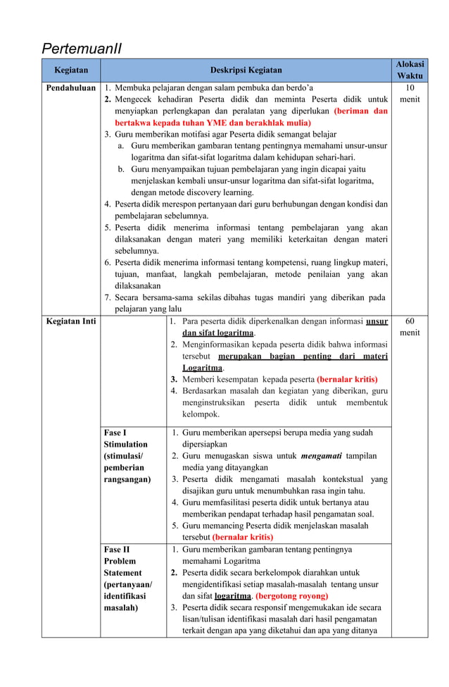 Modul ajar logaritma matematika kelas X SMK | DOCX