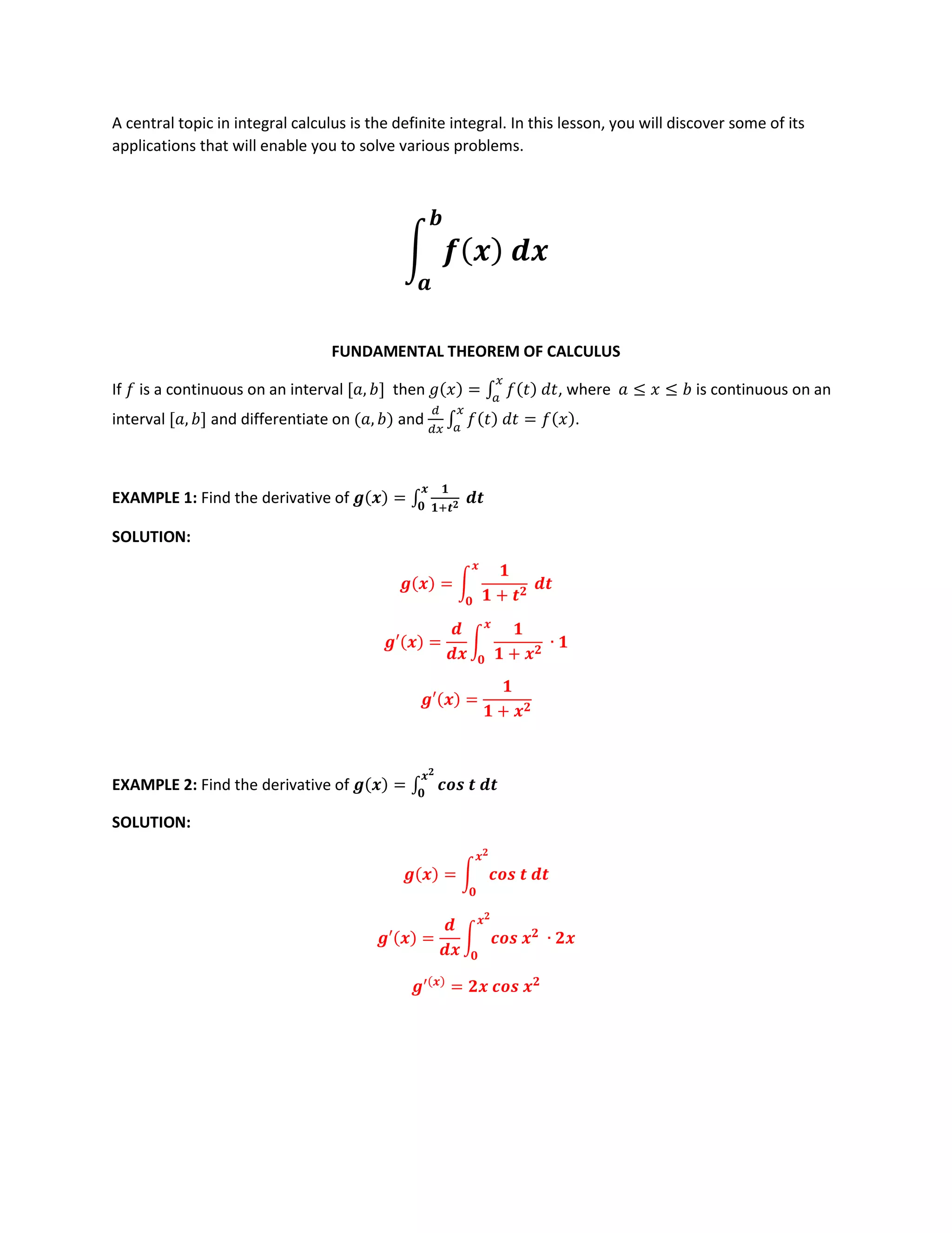 Moudule9 the fundamental theorem of calculus | PDF
