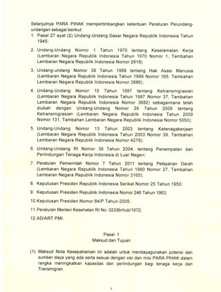 Mou kemenakertrans pmi | PDF