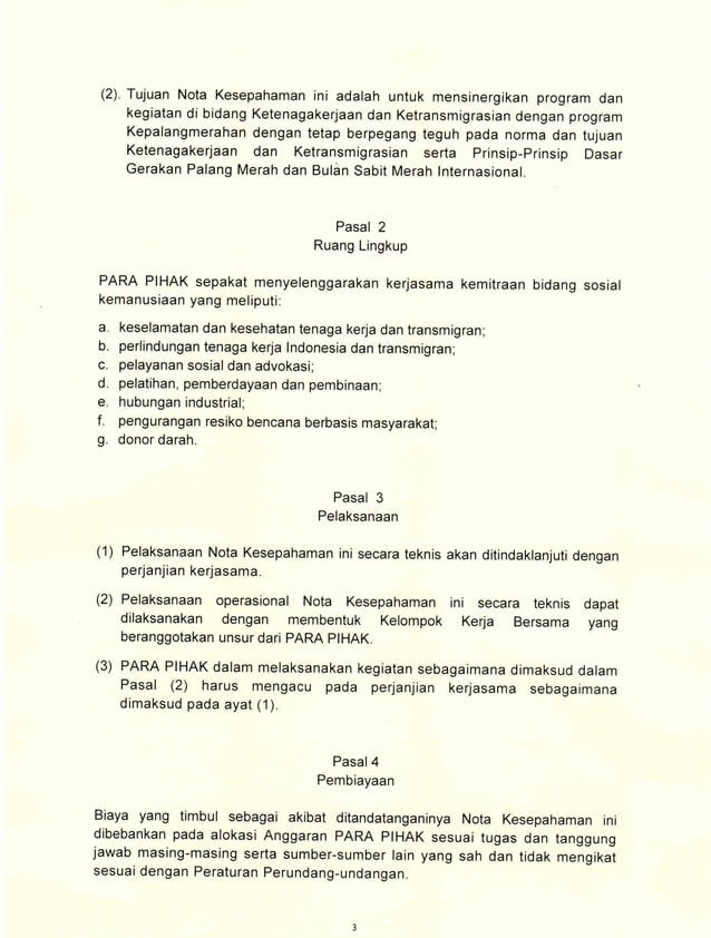 Mou kemenakertrans pmi | PDF