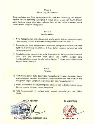 Mou kemenakertrans pmi | PDF