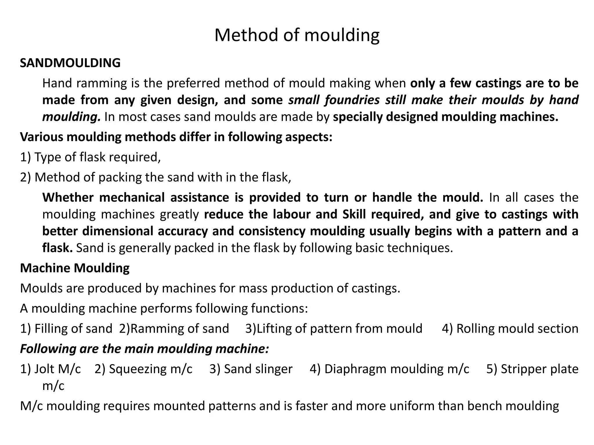 Moulding and core making | PPTX
