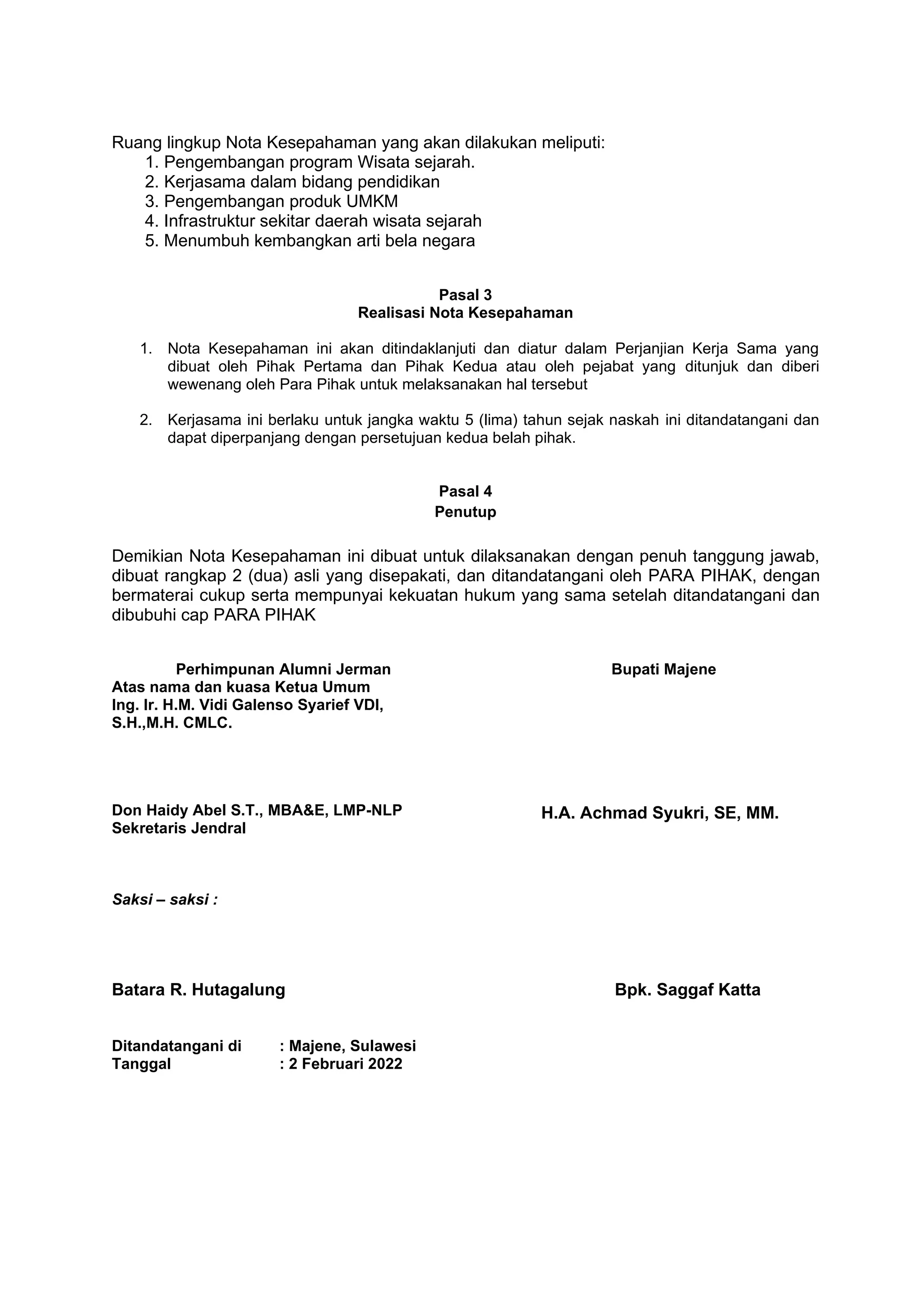 MoU majene paj Nota Kesepahaman | PDF