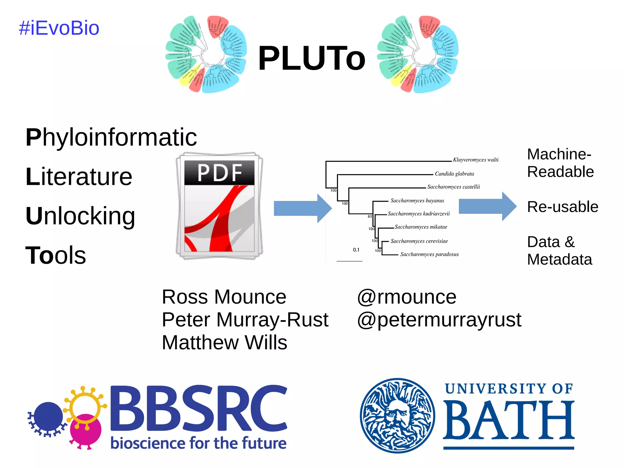 The PLUTo project @iEvoBio 2014 | PDF | Biological Sciences | Science