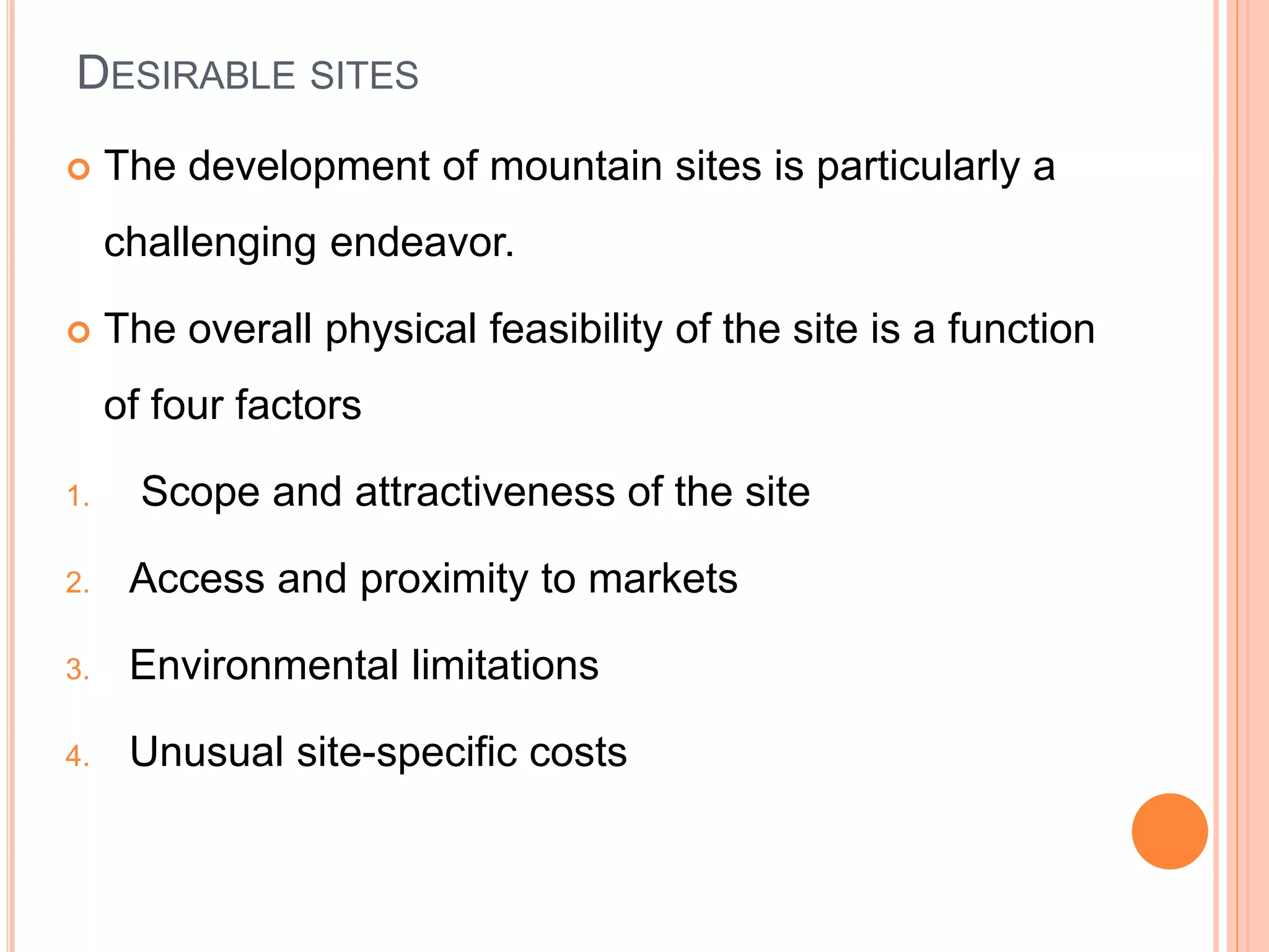 Mountain based resort development process,site and design guidelines | PPTX